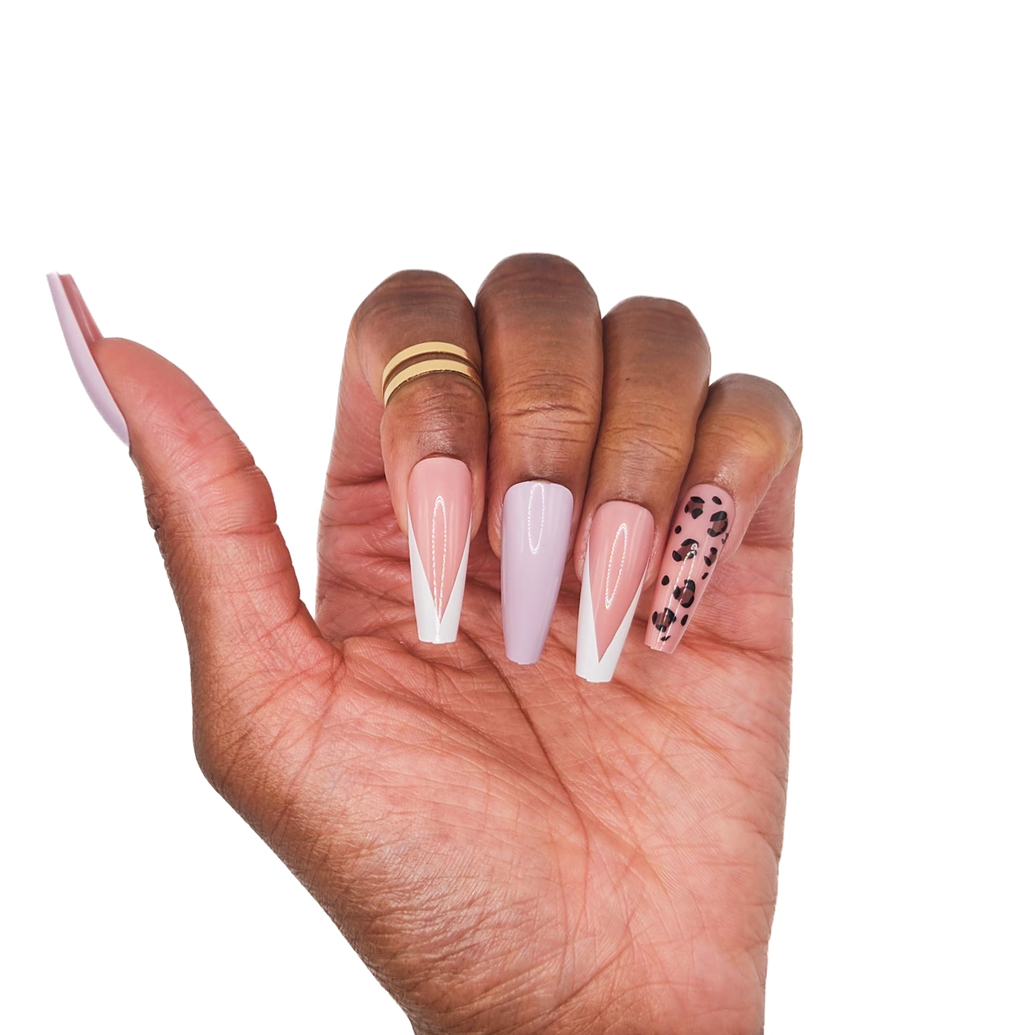 Purrfection | Leopard Print Glittery French Tip Press-On Nails ...