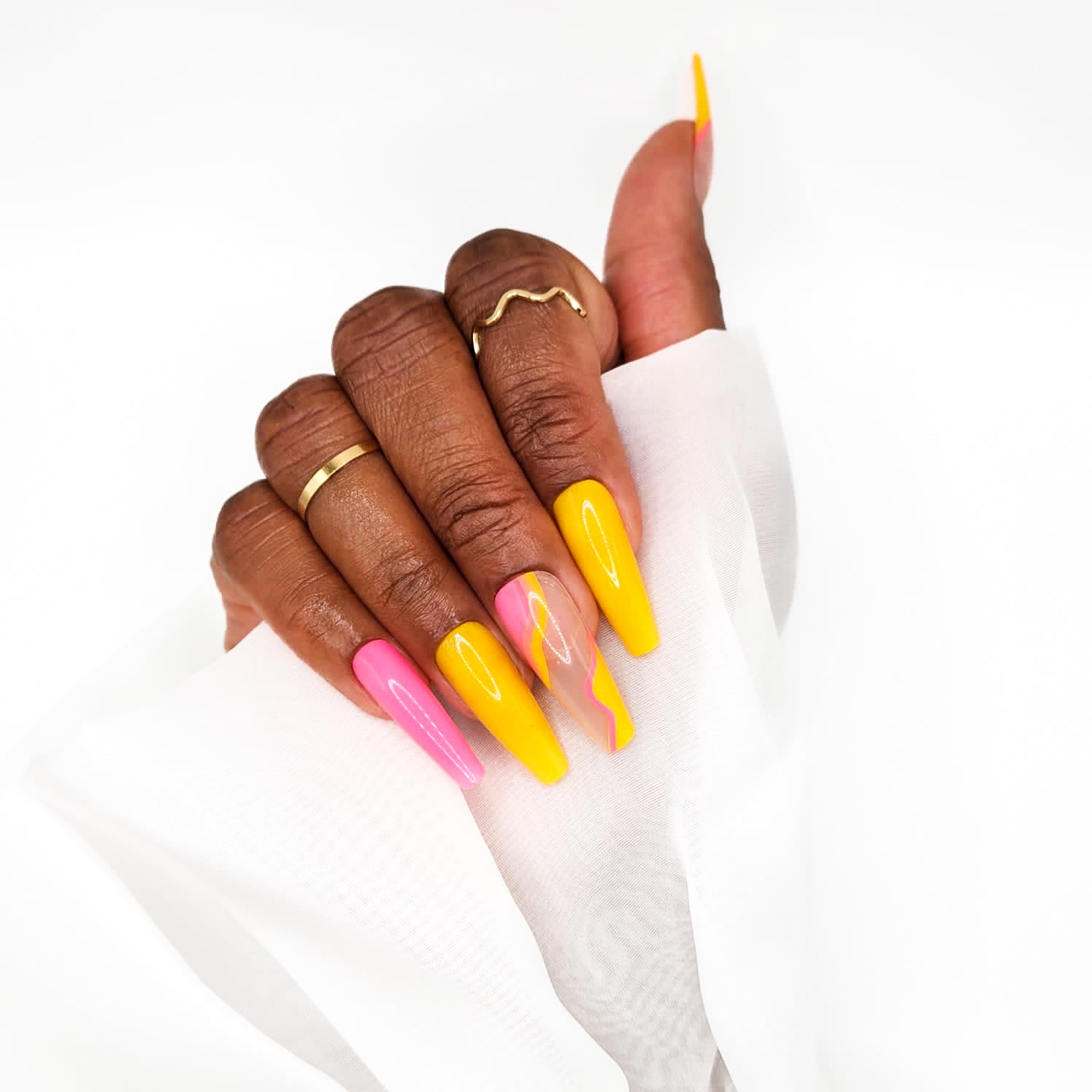 Lava | Pink & Orange Swirls Press-On Nails – Daringly Posh